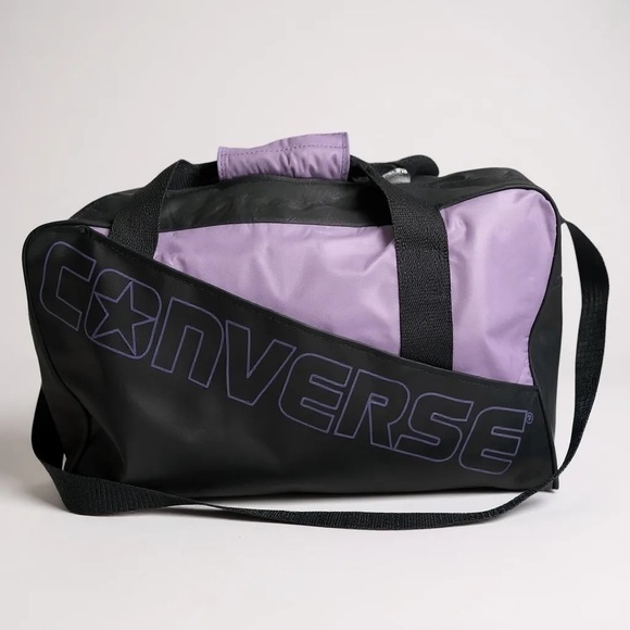 Converse | Bags | Vintage Converse Duffel Bag Black Purple Logo Gym ...